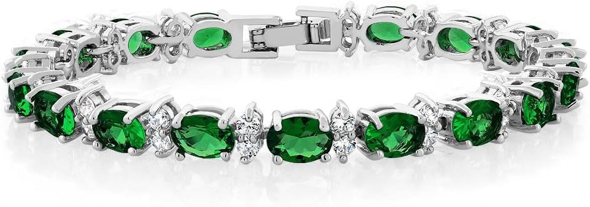 Divine_Creation 14K White Gold Plated 12.00 Ct Oval Cut Green Emerald ...
