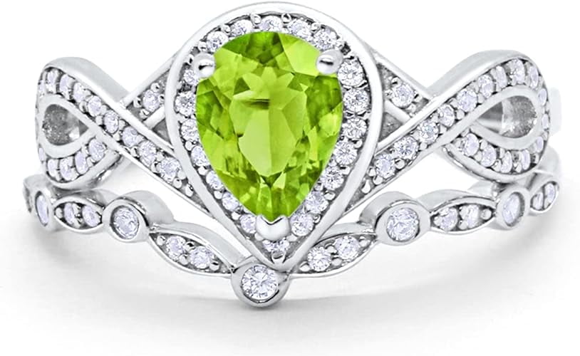 Divine Creation 14K White Gold Plated 925 Sterling Silver 2.50 Ct Pear ...