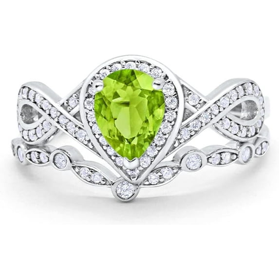 Divine Creation 14K White Gold Plated 925 Sterling Silver 2.50 Ct Pear ...