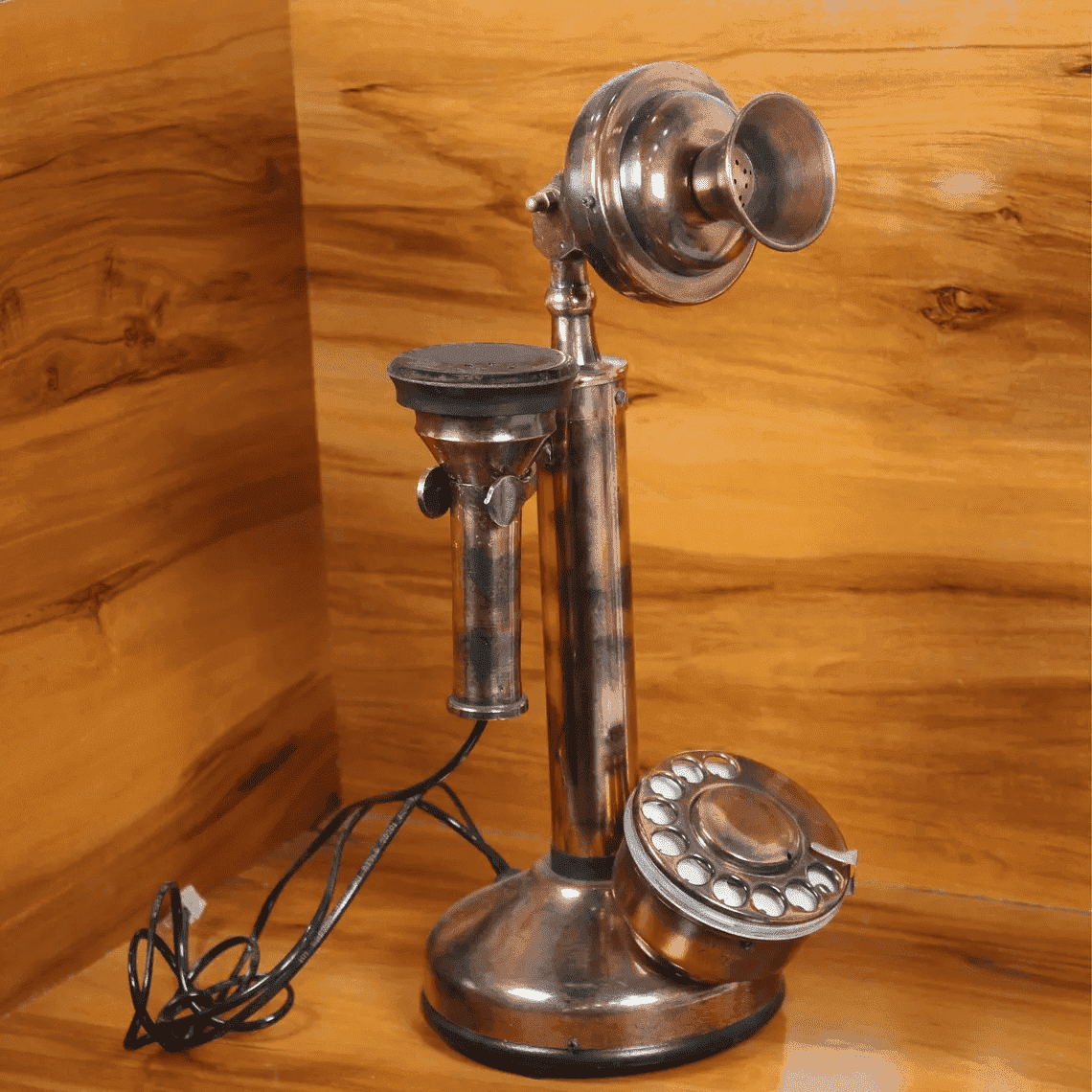 Decor Antique Decorative Copper Antique Landline Candlestick Telephone ...