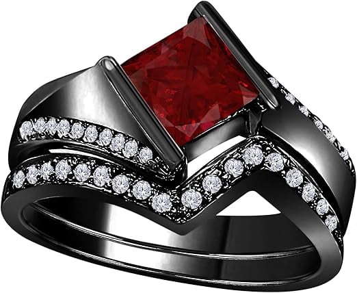 Divine Creation 2.40 Ct Princess Cut Red Ruby Wedding Engagement ...
