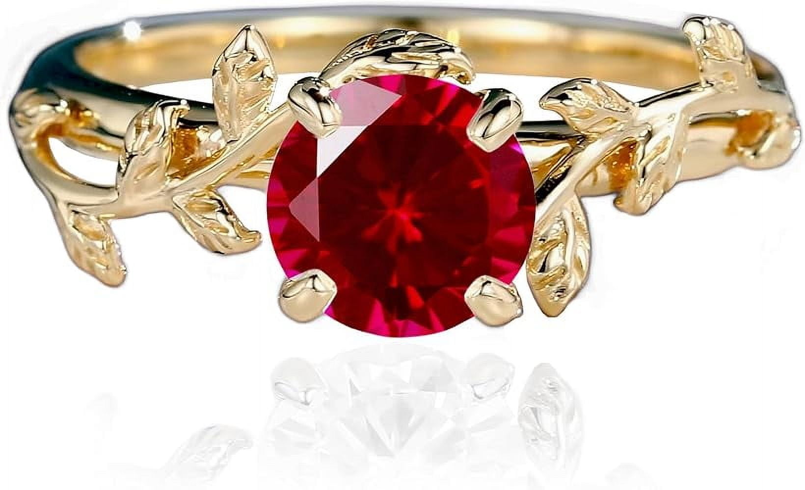 Divine Creation 2.50 Ct Round Cut Red Ruby Wedding Engagement Ring 925 Sterling Silver 14K ...
