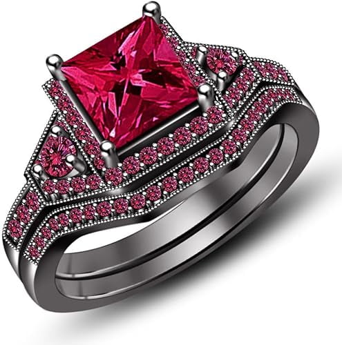 Divine Creation 2.80 Ct Princess Cut Red Ruby Wedding Engagement ...