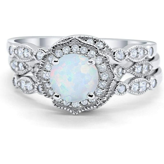 Divine Creation 925 Sterling Silver 2.45 Ct Round Cut Fire Opal Wedding ...