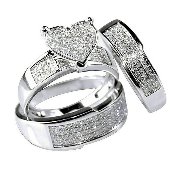 Divine Creation Unisex 14K White Gold Plated 2.60 Ct Round Cut White ...