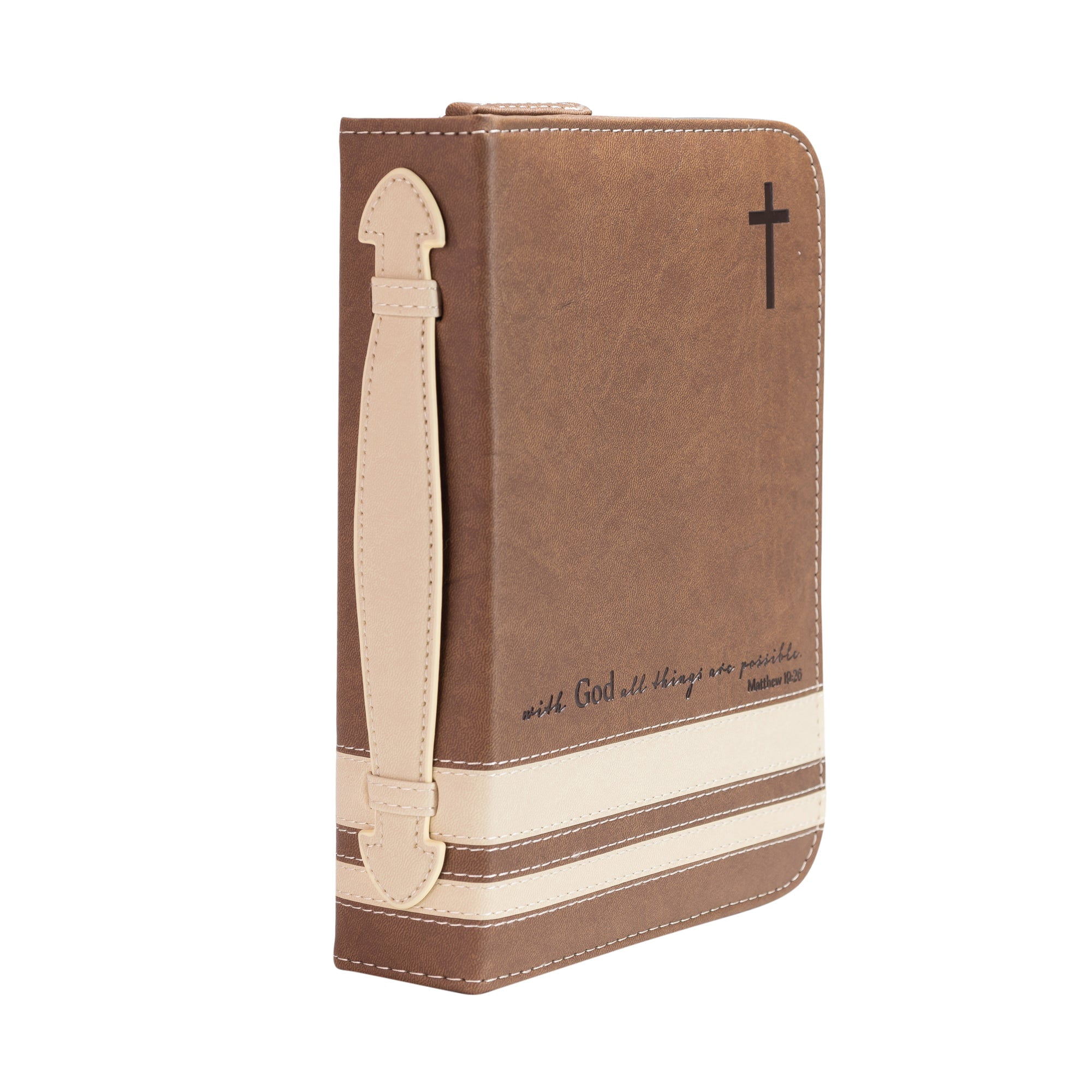 Divine Details: Bible Cover - Brown & Cream - Matthew 19:26 - Walmart.com