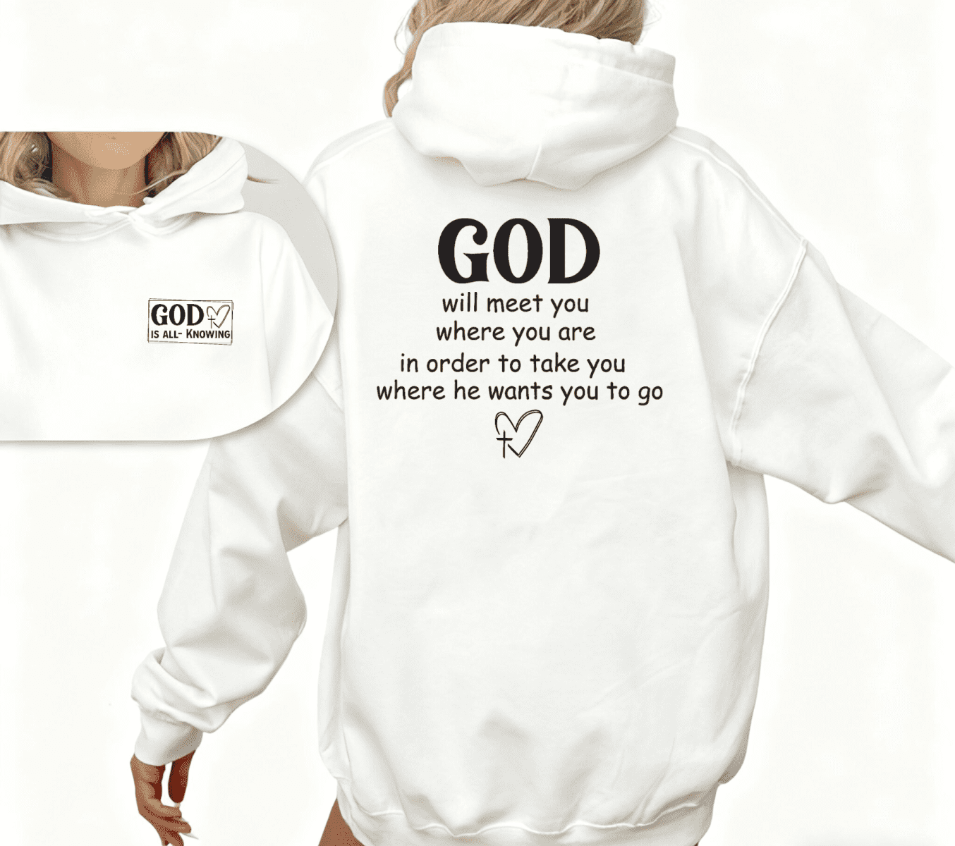 Divine Guidance Graphic Sweatshirt Print hoodie White S-2XL Soft ...