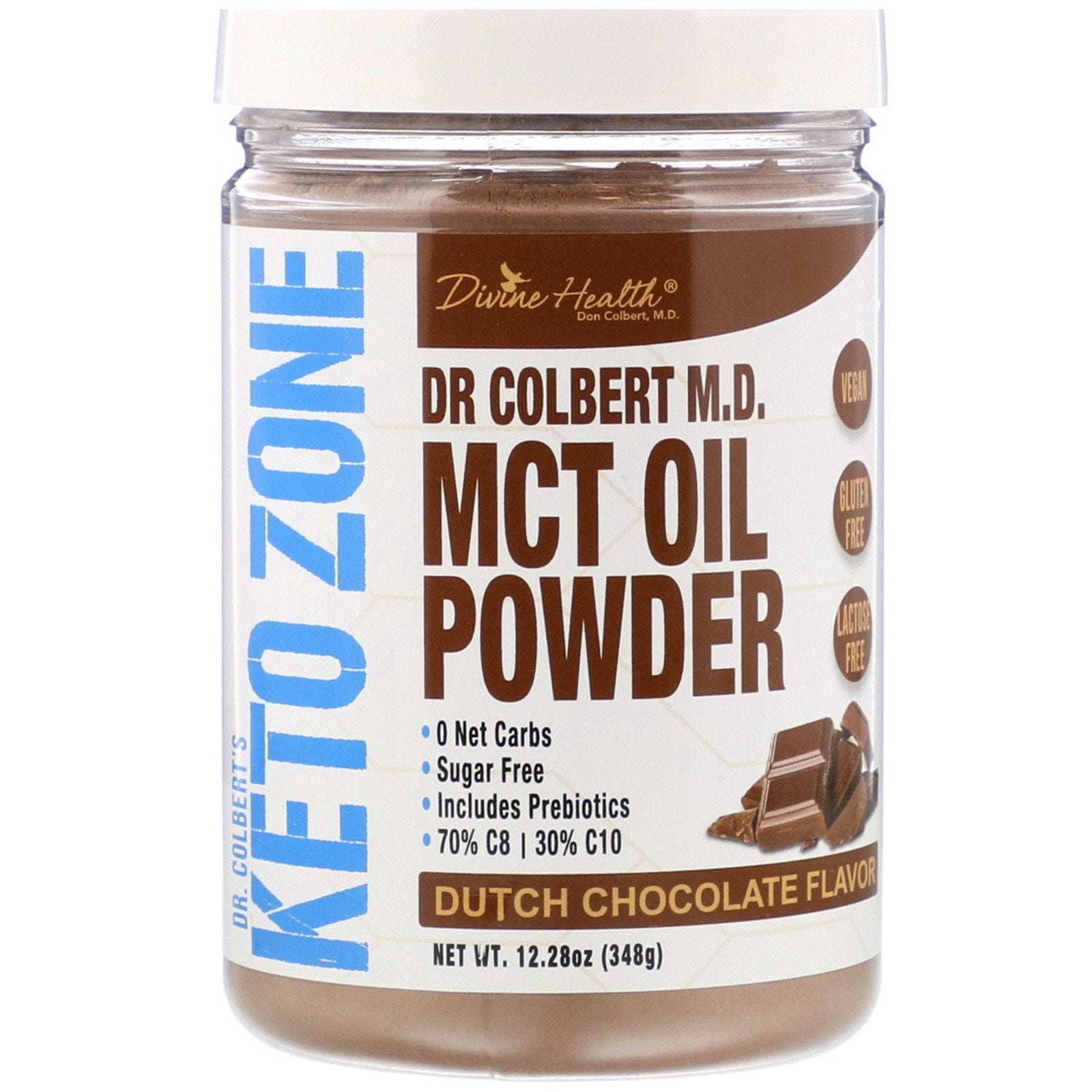 Divine Health Dr Colbert's Keto Zone, MCT Oil Powder, Dutch Chocolate ...