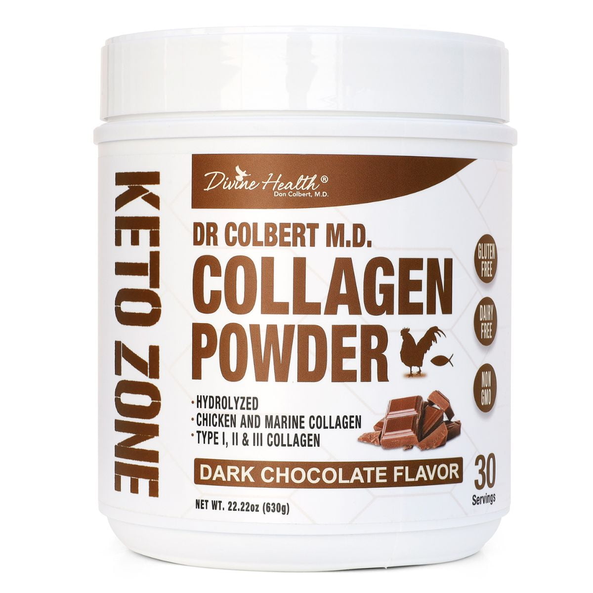 Divine Health Hydrolyzed Collagen Powder | Chocolate Flavor | Type I ...