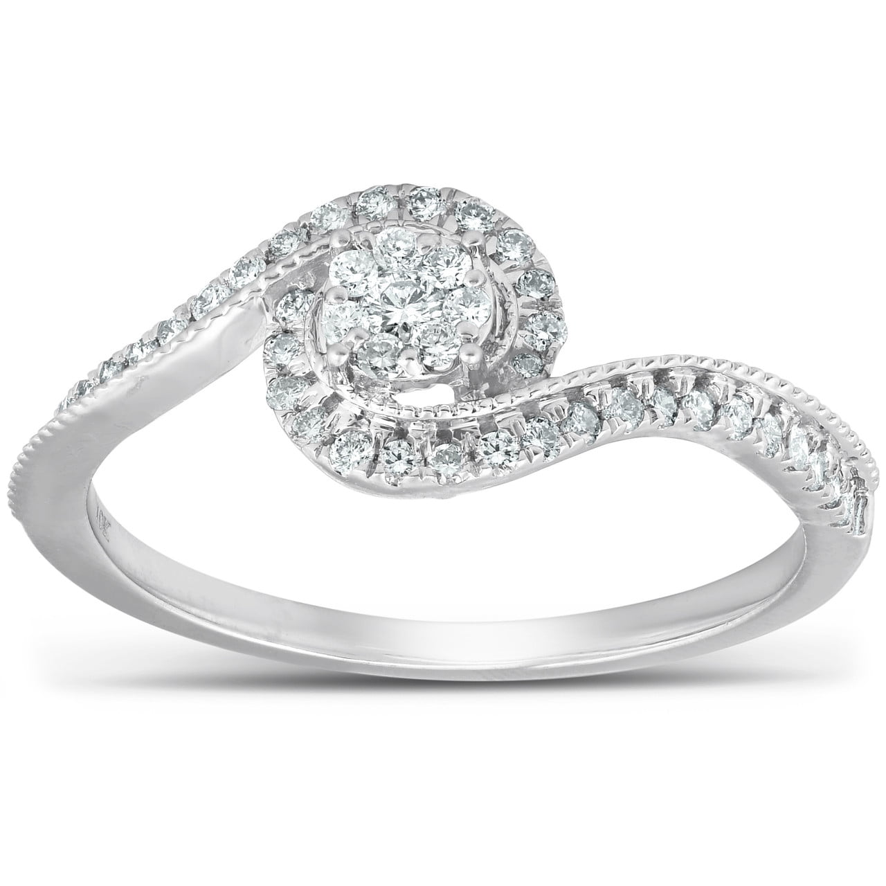 Divine Jewel 0.9 Ct VVS1/D Round Cut Lab Created Simulated Diamond Rings - 14K White Gold Plated ...