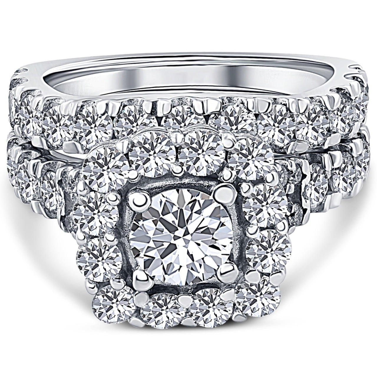 Divine Jewel 1.2 Ct Round Cut Diamond Rings for Women's - 14K White ...