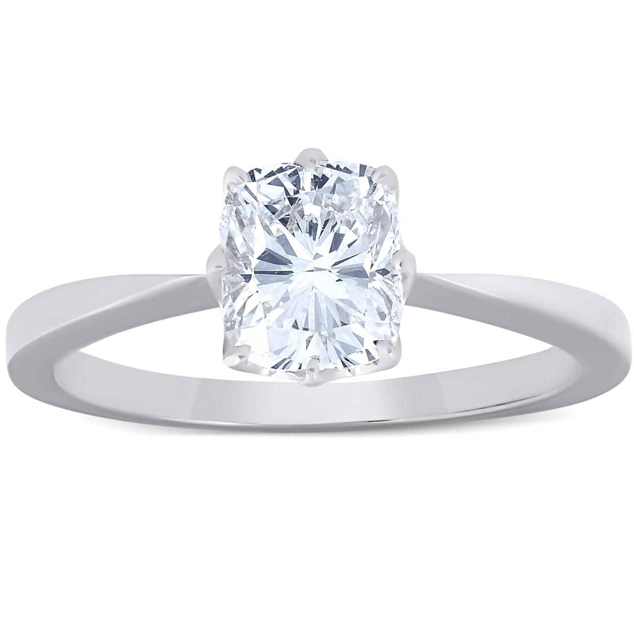 Divine Jewel 1.3 Ct Cushion Cut Diamond Rings for Her - 14K White Gold ...
