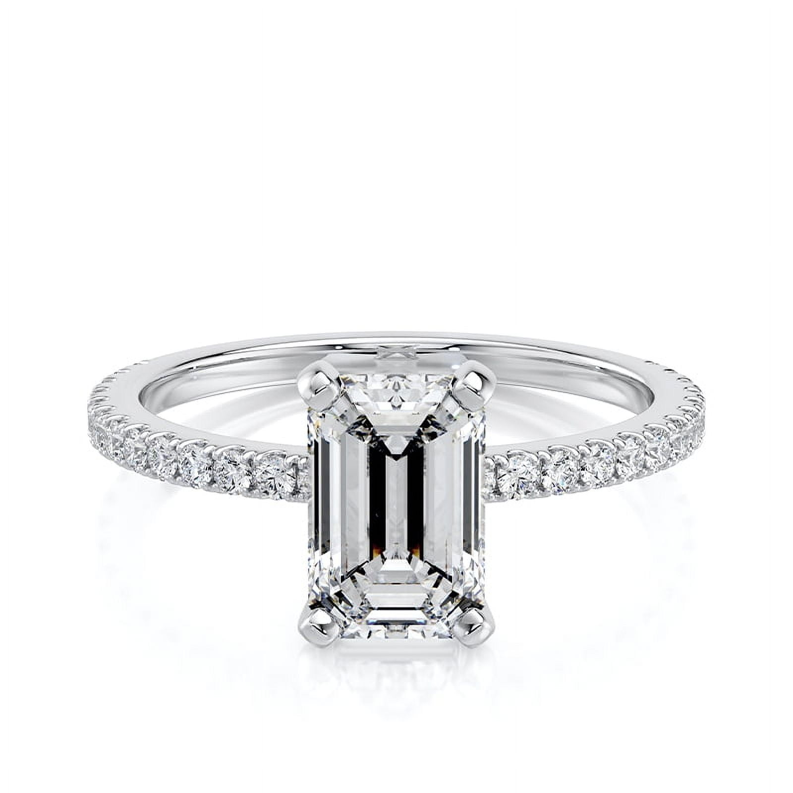 Divine Jewel 1.5 Ct Emerald Cut Lab-Created Simulated Diamond Ring ...