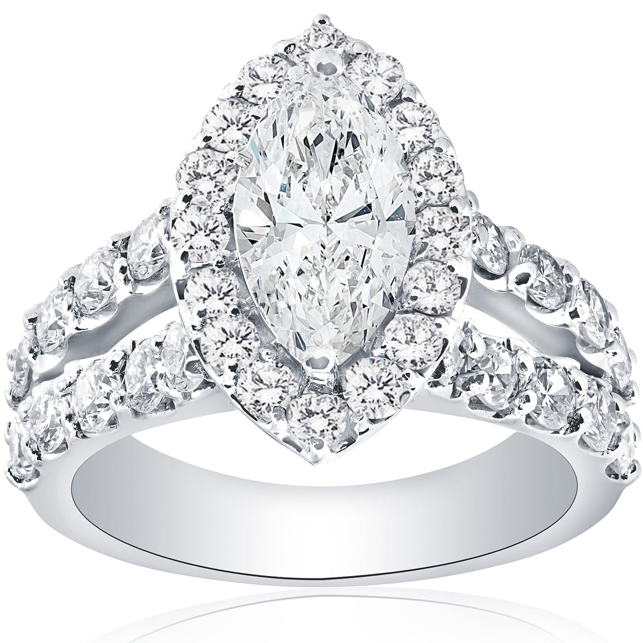 Divine Jewel 1.8 Ct Marquise Cut Diamond Rings - 14K White Gold Plated ...