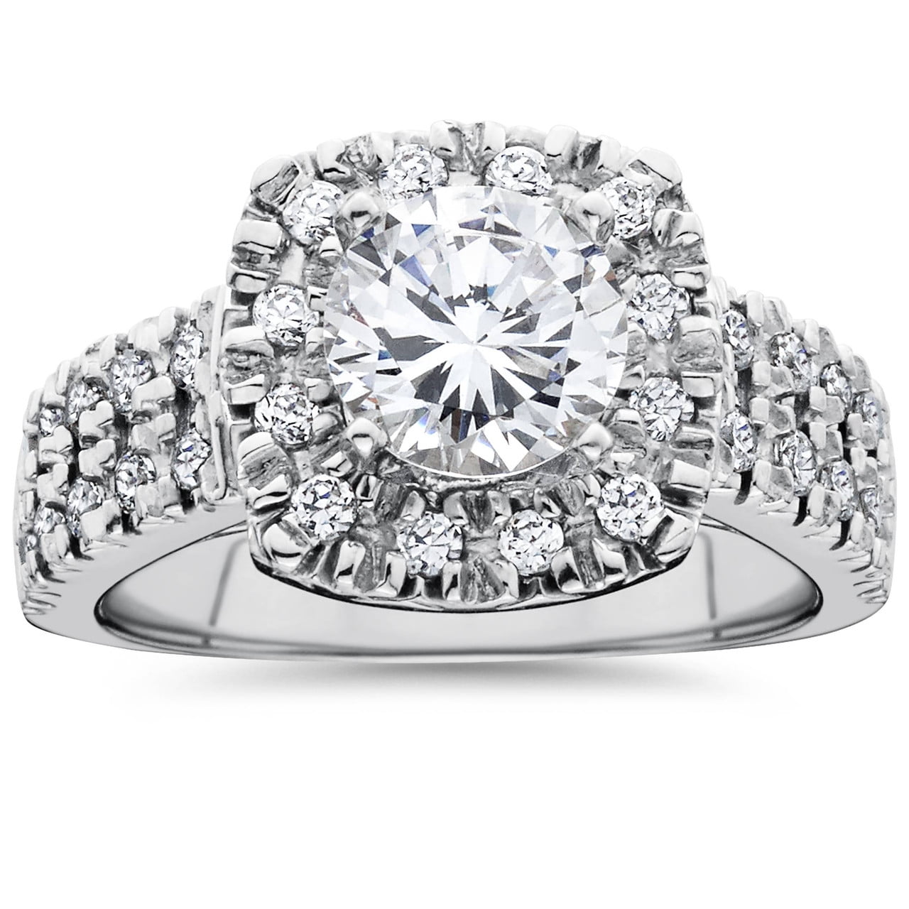 Divine Jewel 1 Ct Round Cut Diamond Ring for Her - 14K White Gold ...