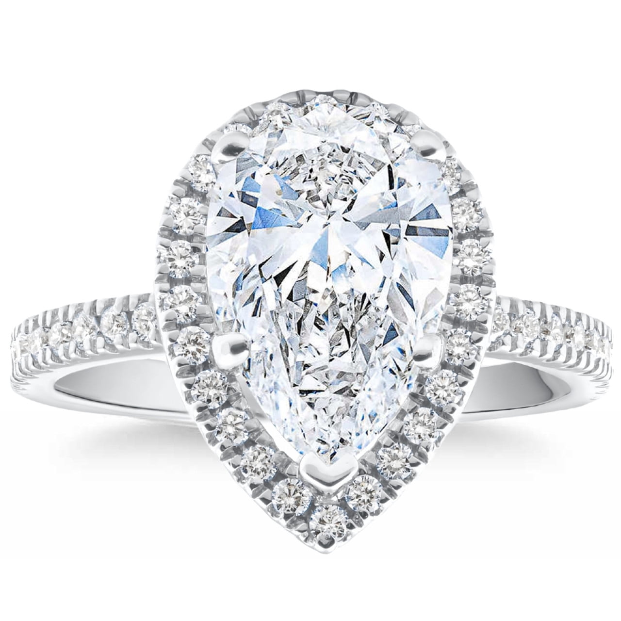 Divine Jewel 14K White Gold Plated Anniversary Ring - Pear Cut 2 Ct Lab ...