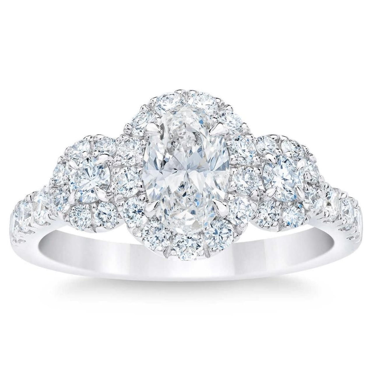 Divine Jewel 14K White Gold Plated Diamond Ring - Oval Cut Excellent 2. ...