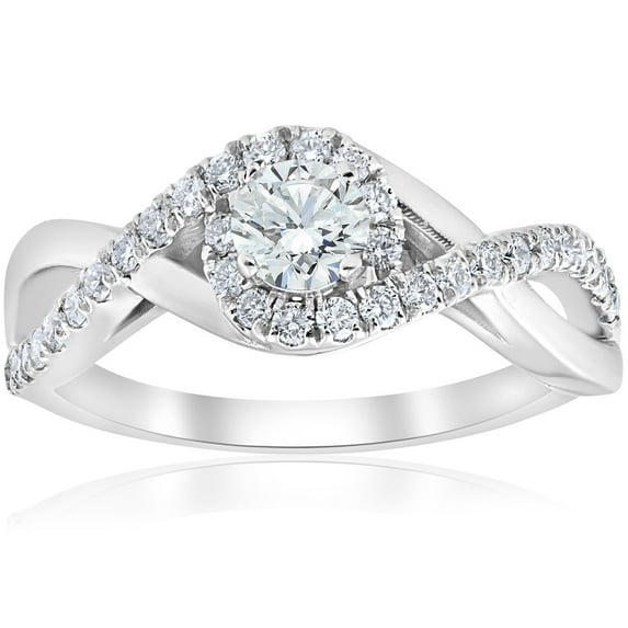 Divine Jewel 14K White Gold Plated Diamond Ring - Round Cut Excellent 1 ...