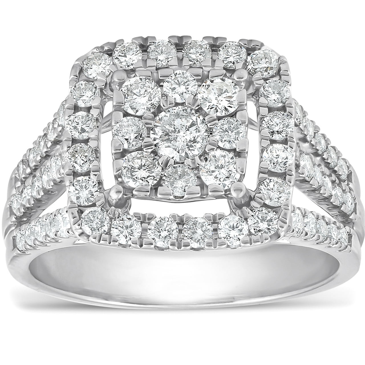 Divine Jewel 14K White Gold Plated Diamond Ring - Round Cut Excellent 1 ...
