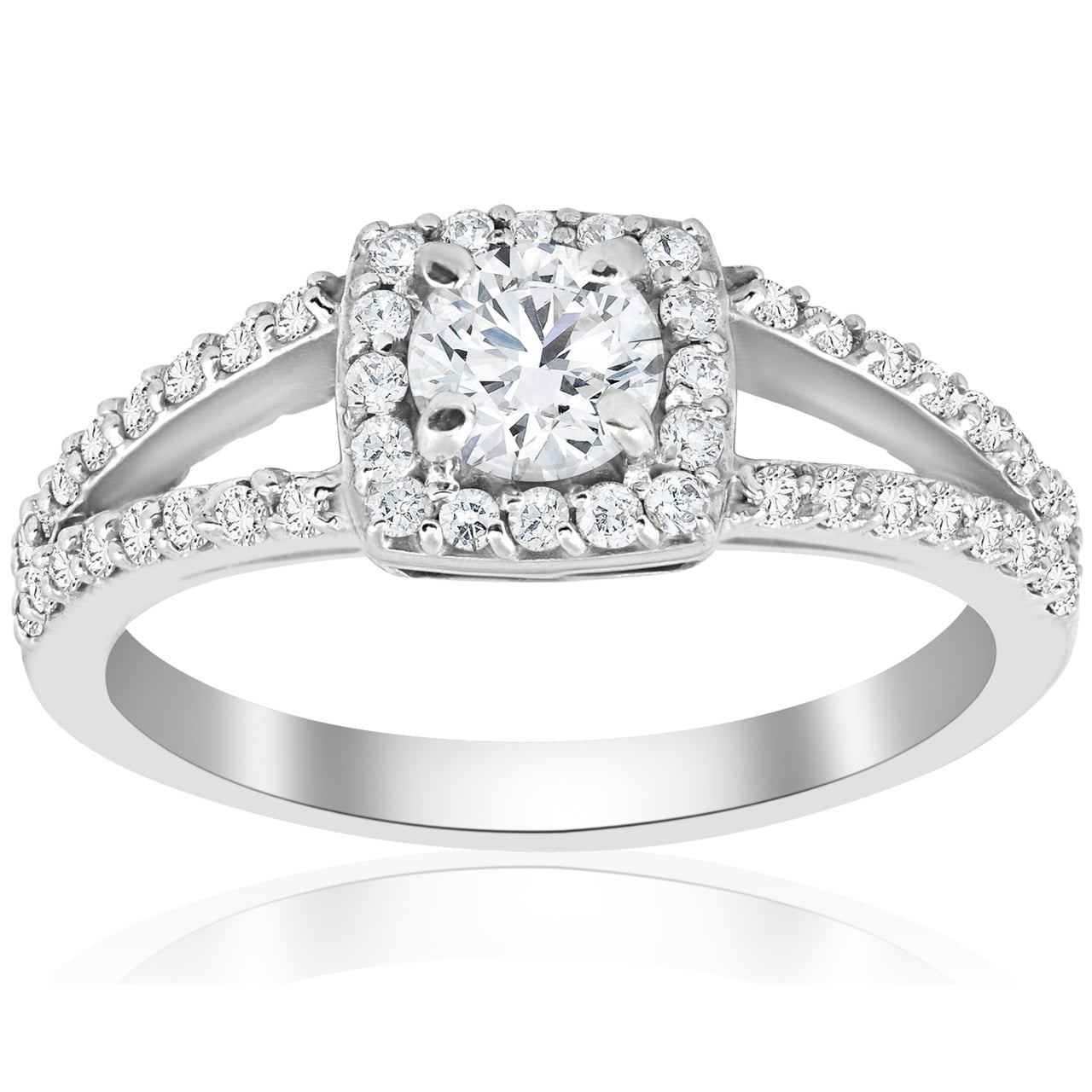Divine Jewel 14K White Gold Plated Ring for Her - 1.3 Ct Lab Diamond ...