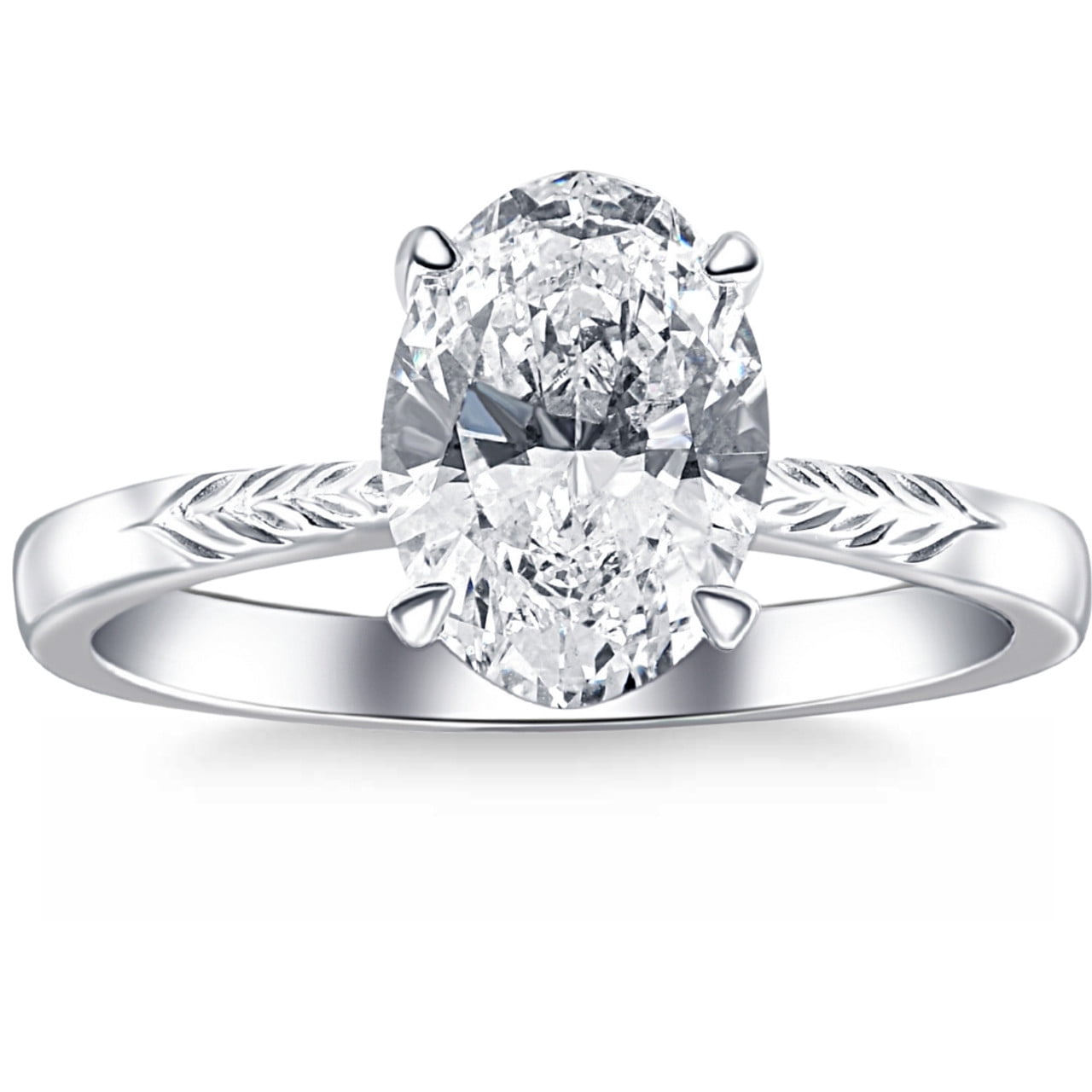 Divine Jewel 14K White Gold Plated Ring - 2.1 Ct Oval Cut Diamond Rings ...