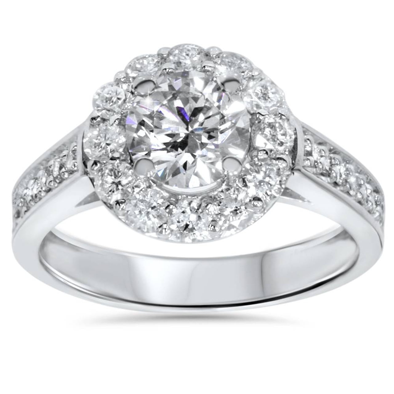 Divine Jewel 14K White Gold Plated Ring - Excellent 1 Ct Round Cut ...