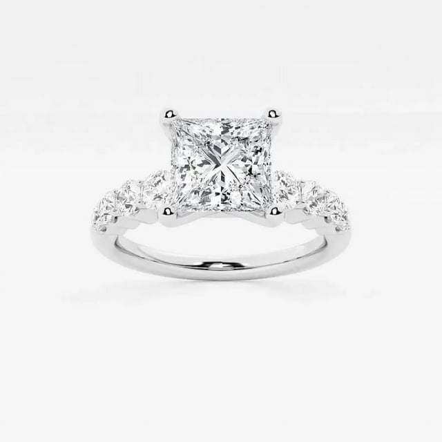 Divine Jewel 14K White Gold Plated Rings Gifts - 2 Ct Princess Cut ...
