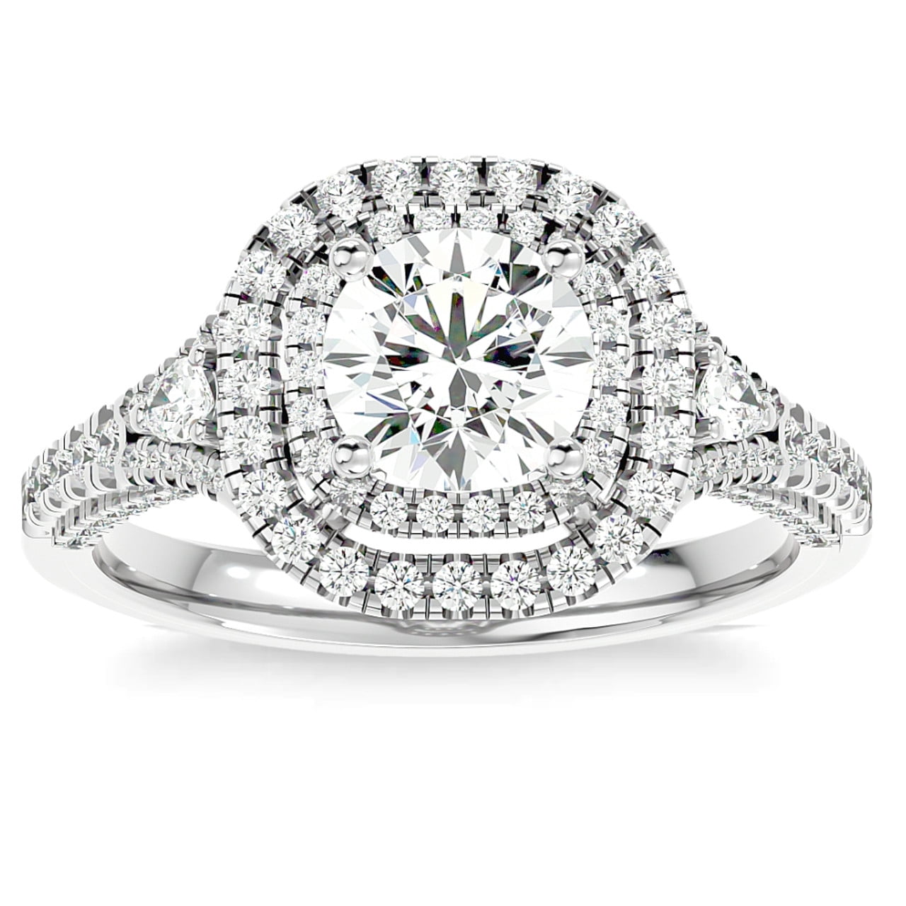 Divine Jewel 14K White Gold Plated Rings For Her - Round Cut 1 Ct VVS1 ...