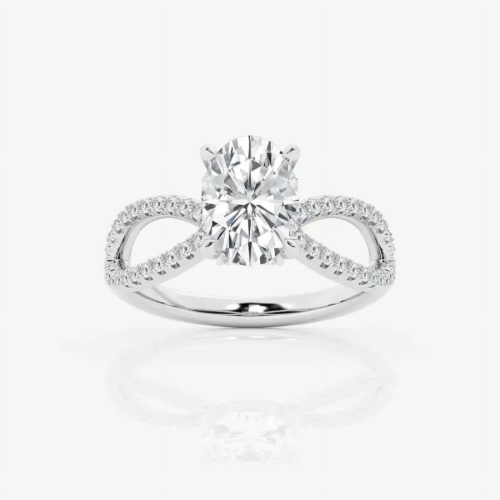 Divine Jewel 14K White Gold Plated Rings for Women - 2 Ct Oval Cut ...