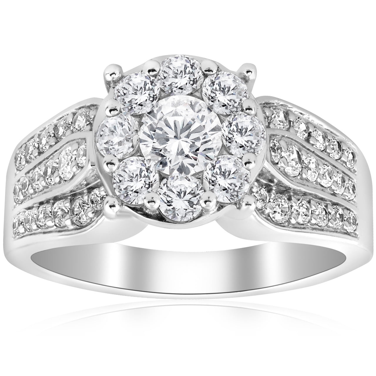 Divine Jewel 14K White Gold Plated Rings for Women's - 1.7 Ct Round Cut ...