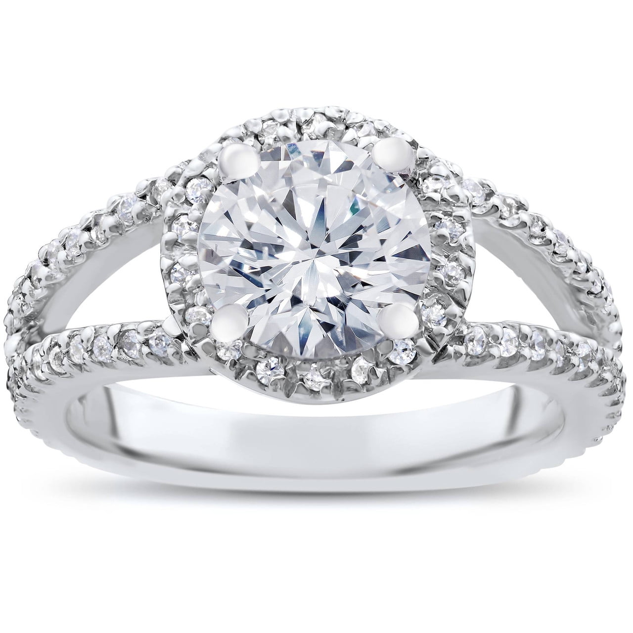 Divine Jewel 14K White Gold Plated Wedding Anniversary Rings - Round ...