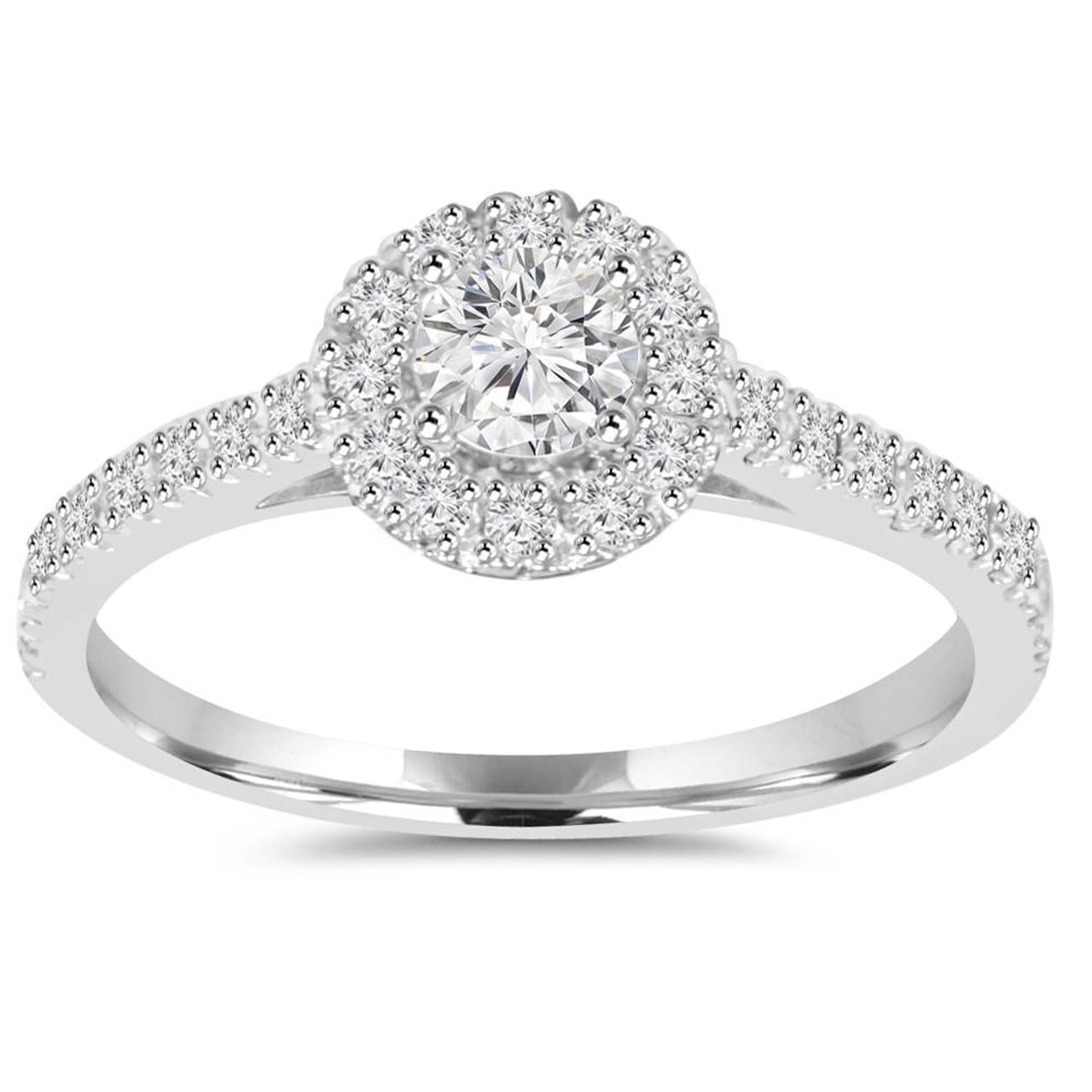 Divine Jewel 14k White Gold Over Emerald Wedding Ring - Round Cut 1.5 Ct Lab Created Round ...