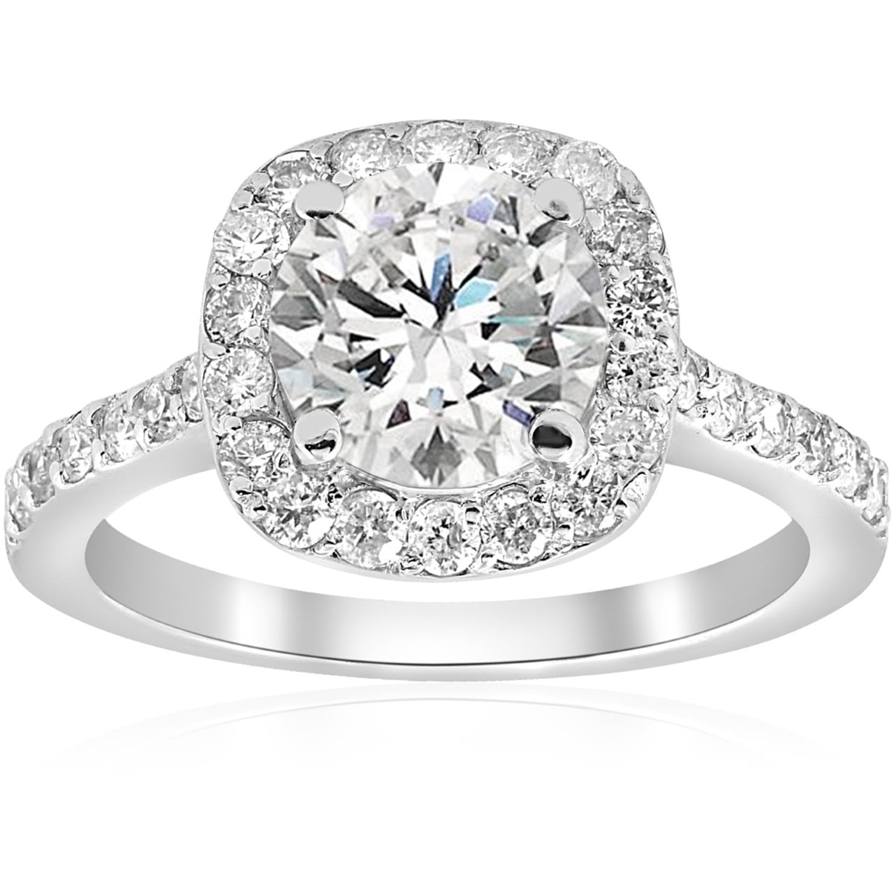 Divine Jewel 2.1 Ct Round Cut Diamond Rings for Her - 14K White Gold ...