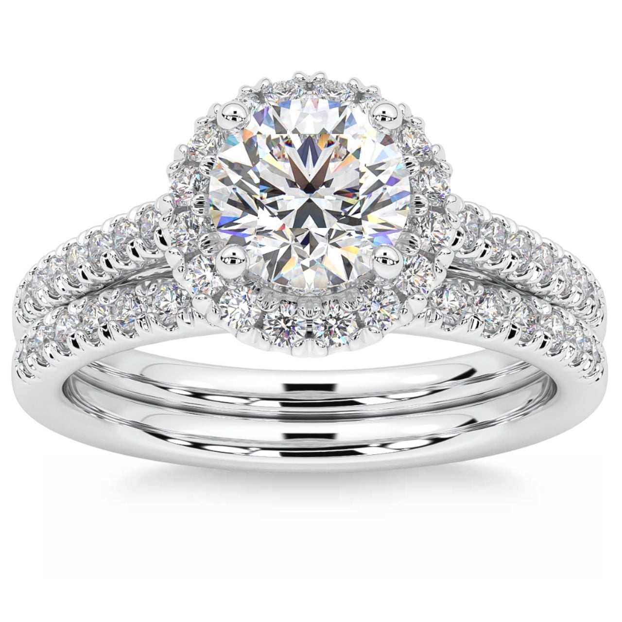 Divine Jewel 2 Ct Round Cut Diamond Rings - 14K White Gold Plated Rings ...