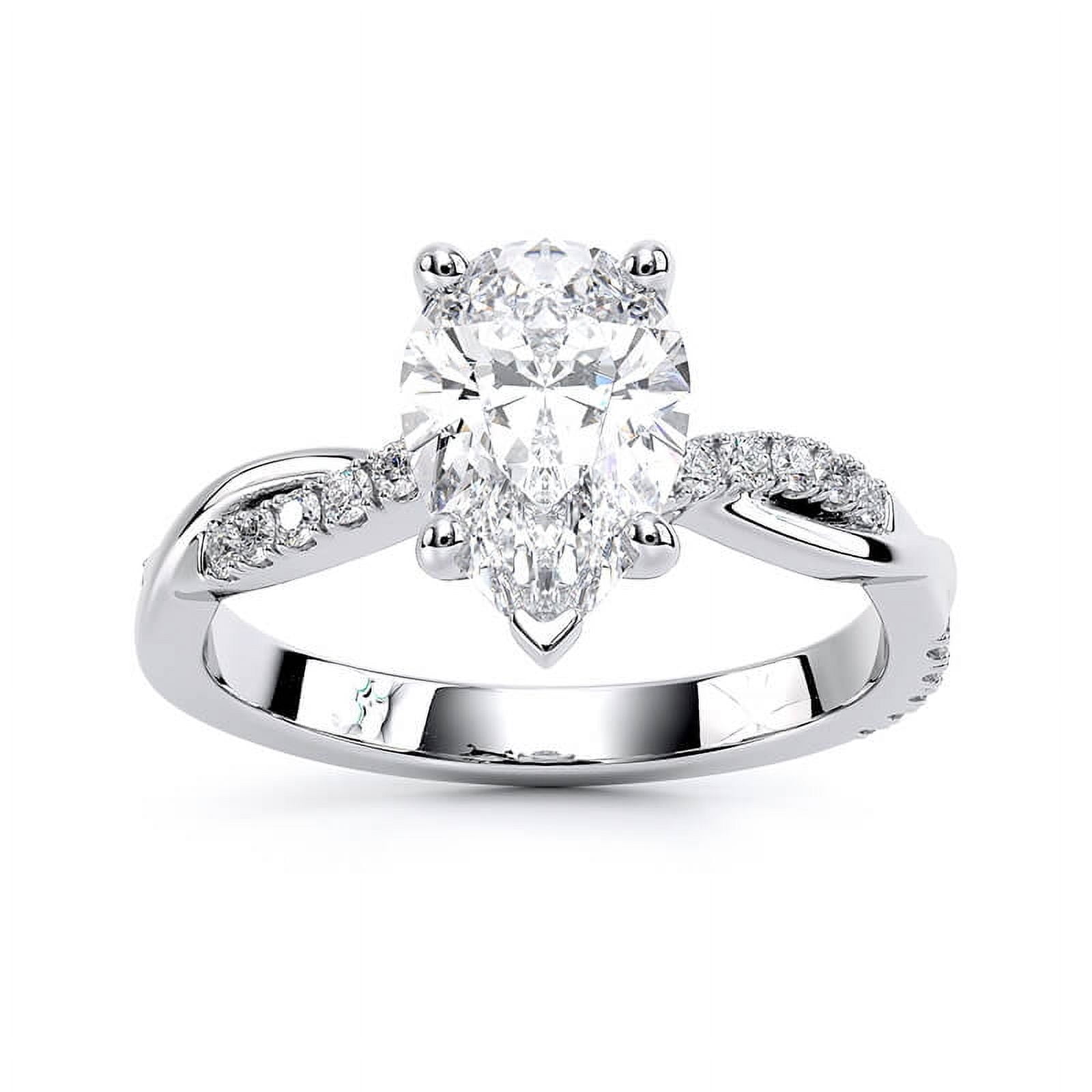 Divine Jewel Pear Cut Solitaire Engagement Ring with Accent Diamonds ...