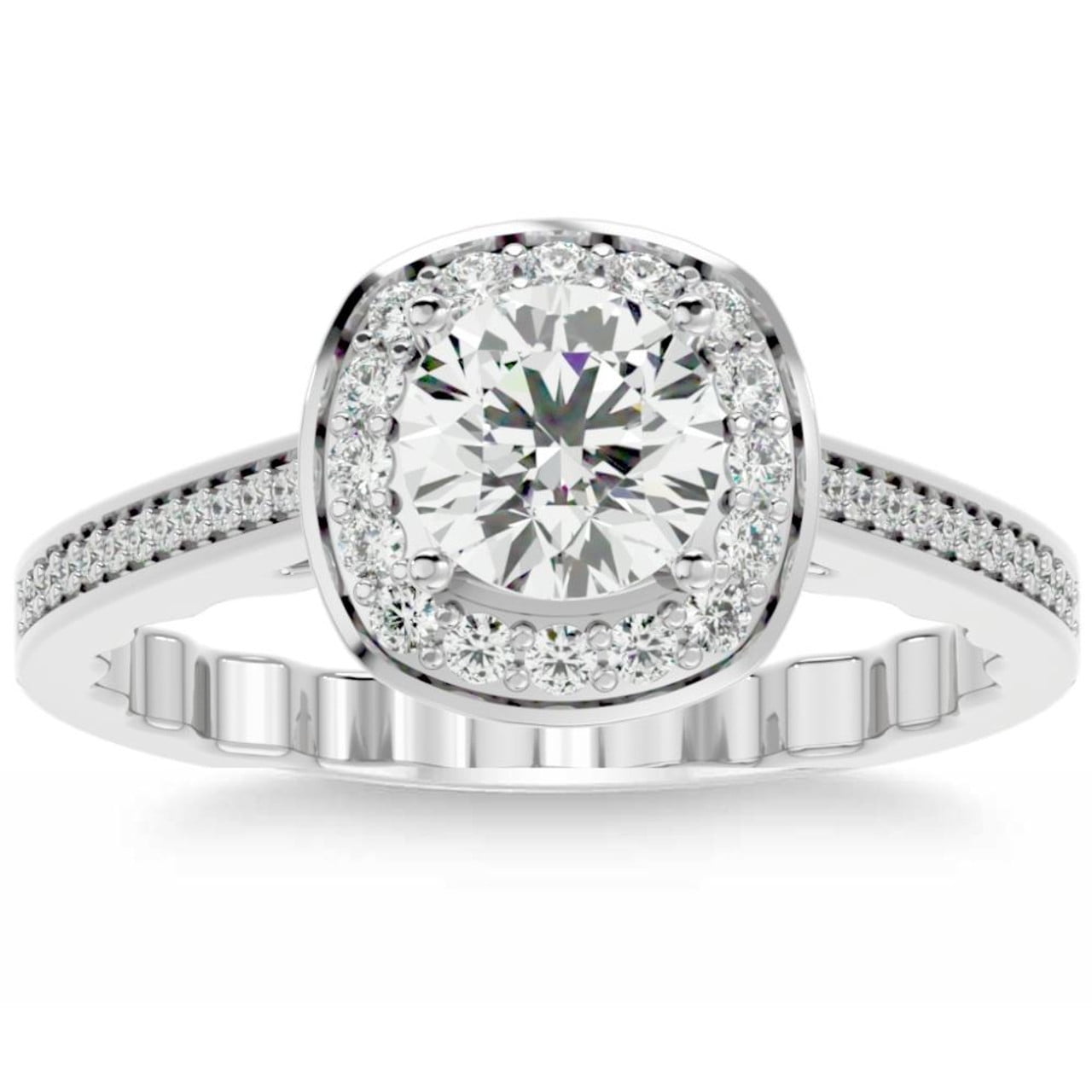 Divine Jewel Round Cut Excellent 1.9 Ct Diamond Rings - 14K White Gold ...