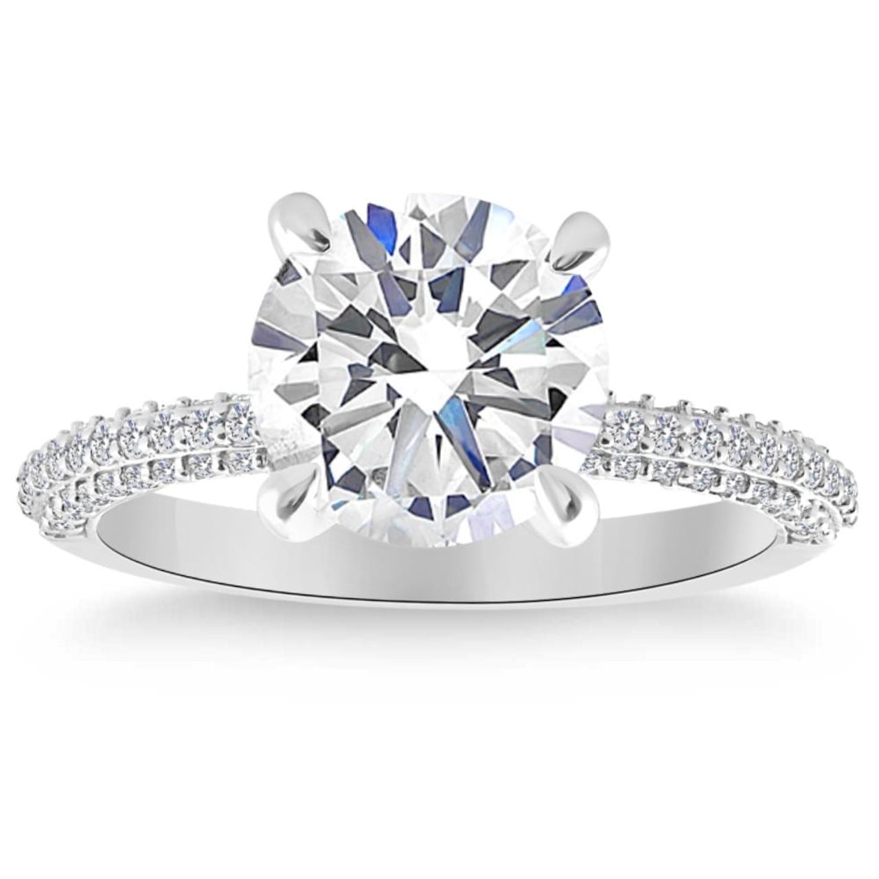 Divine Jewel Stamped 14K White Gold Plated Engagement Ring - 2 Ct Round ...