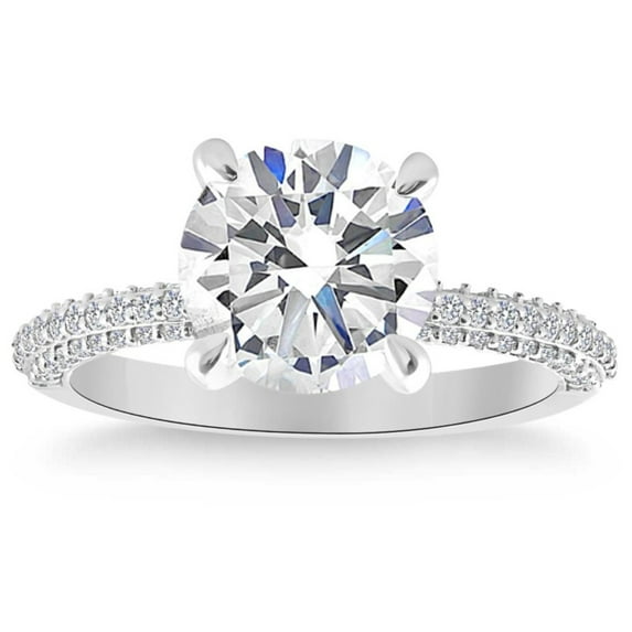 Divine Jewel Stamped 14K White Gold Plated Engagement Ring - 2 Ct Round ...