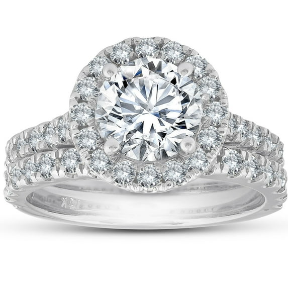 Divine Jewel Stamped 14K White Gold Plated Hidden Halo Wedding Ring ...