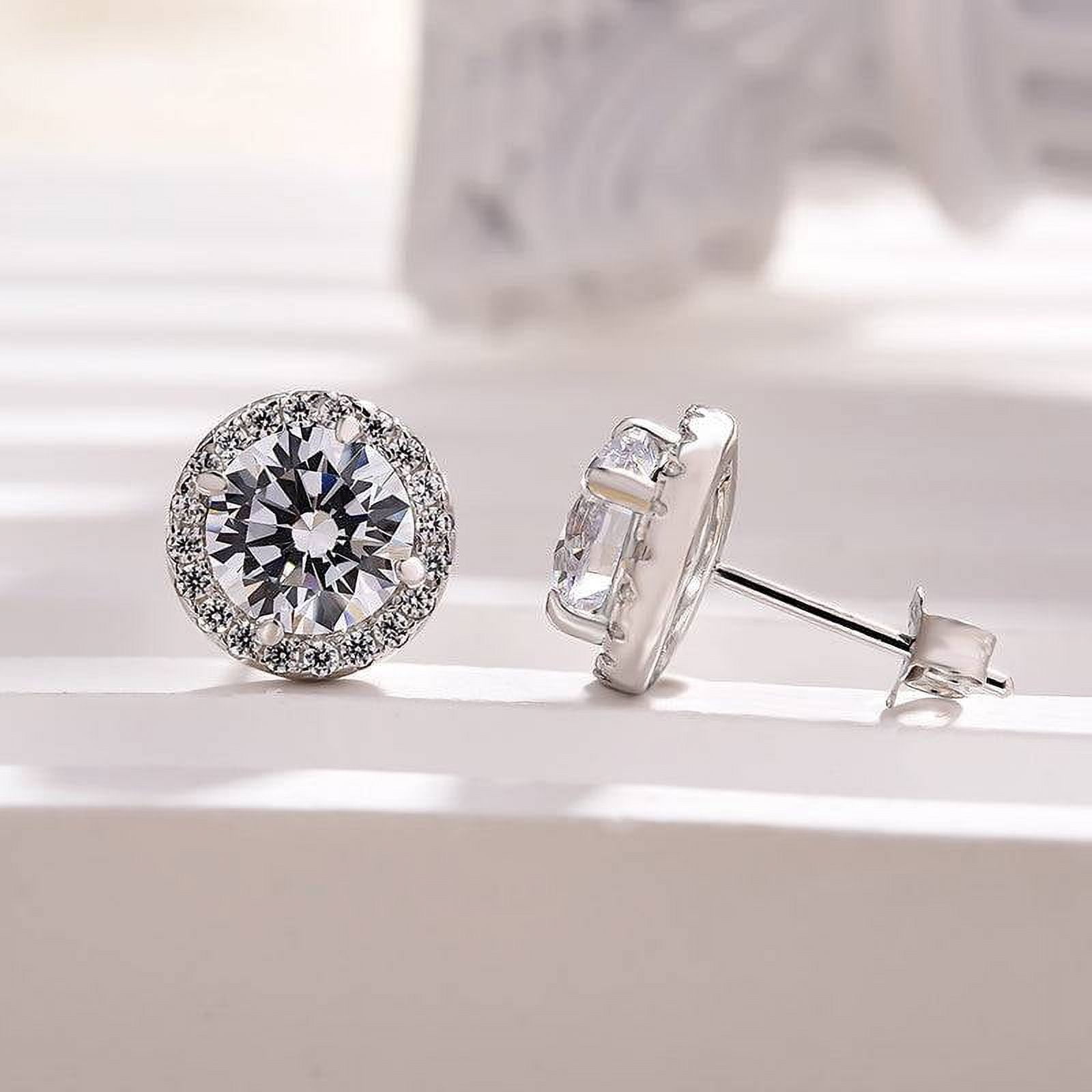 Divine Jewel Stunning 1.7 Ct Round Cut Halo Stud Earrings - Lab-Created Simulated Diamond in ...
