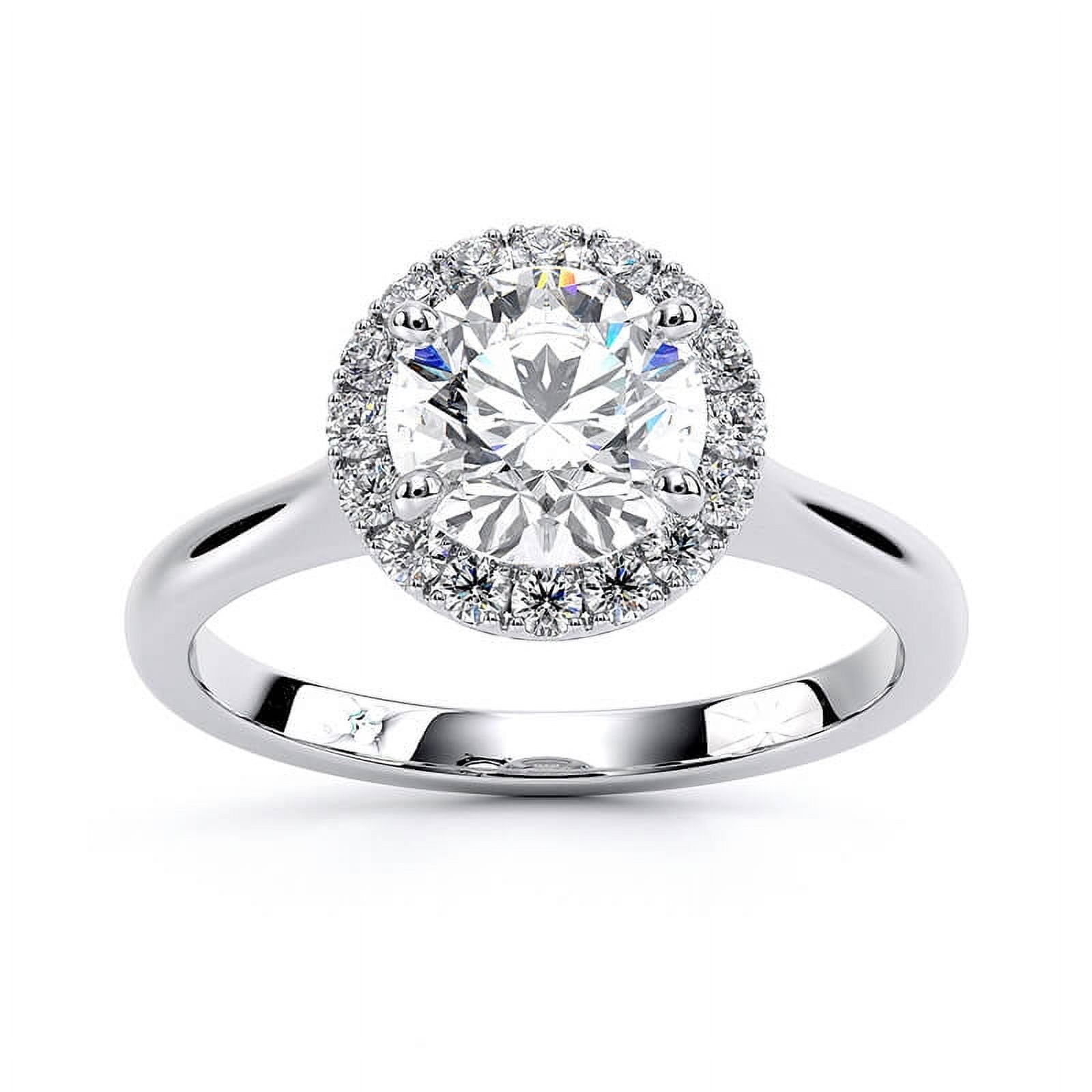 Divine Jewelry 0.81 Ct Round Halo Engagement Ring - 14K White Gold Plated - Moissanite Ring for ...