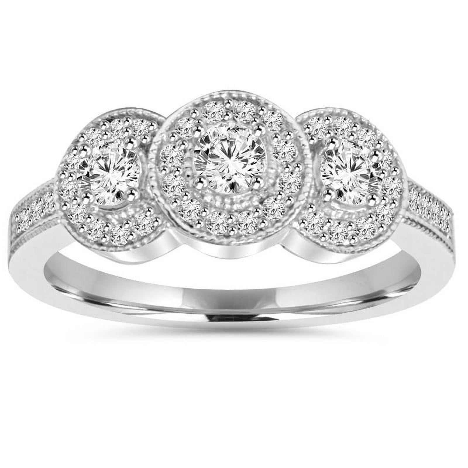 Divine Jewelry 0.95 Ct Round Cut Three Stone Halo Eternity Band Moissanite Ring - Moissanite ...