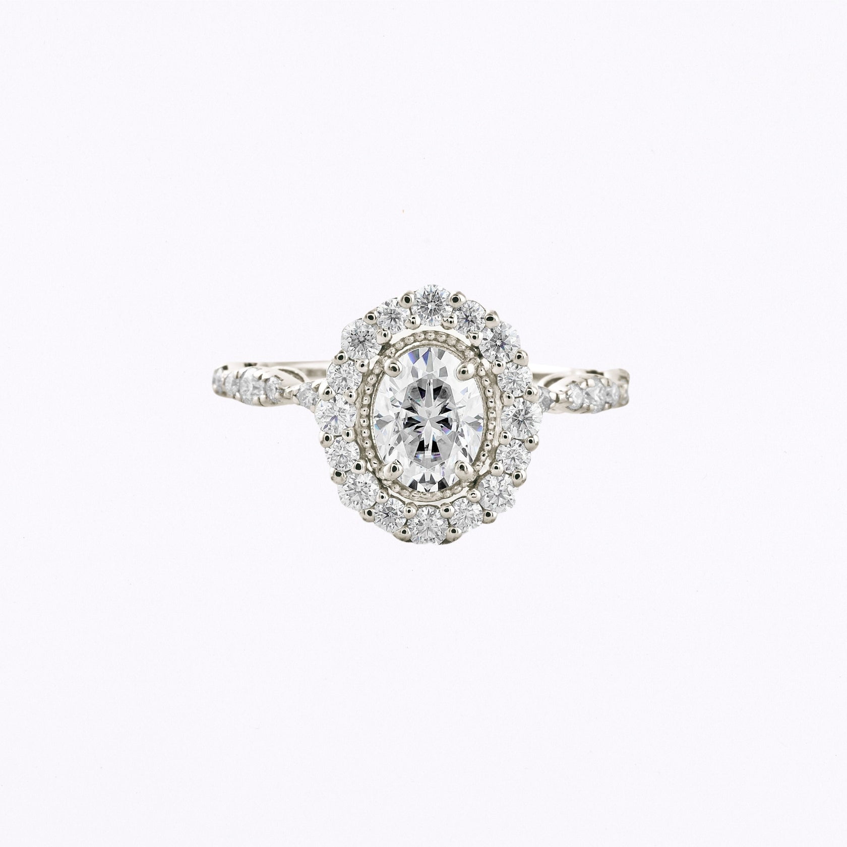 Divine Jewelry 1.33 Ct Oval Cut Moissanite Engagement Ring - Pave Band ...