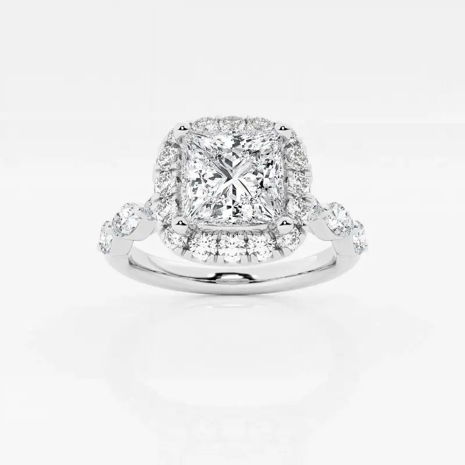Divine Jewelry 1.4 Ct Princess Cut Moissanite Halo Engagement Ring ...