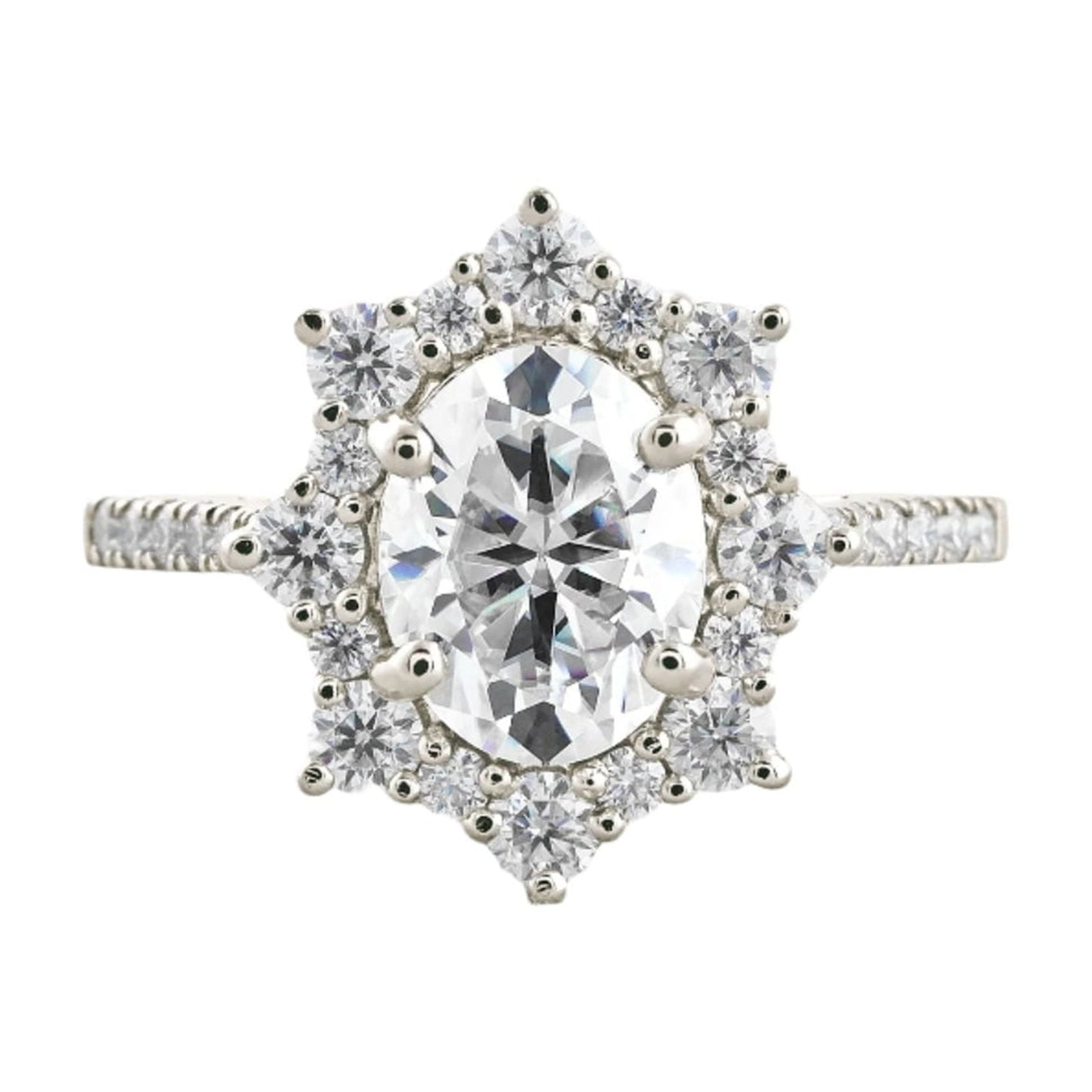 Divine Jewelry 1.5 Ct Oval Cut Moissanite Ring - 14K White Gold Plated ...