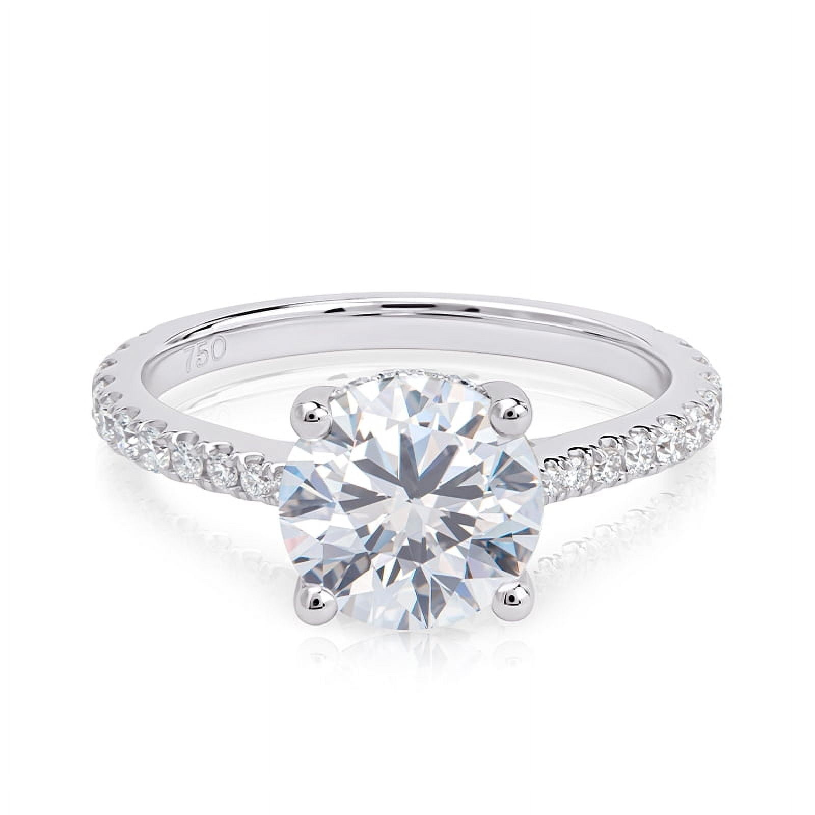 Divine Jewelry 1.53 Ct Round Brilliant Solitaire Halo Engagement Ring - Moissanite - 14K White ...