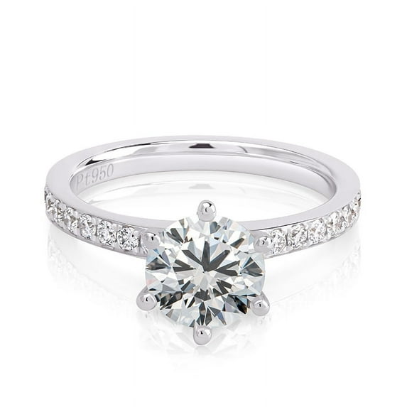 Divine Jewelry 1.55 Ct Round Brilliant Moissanite Engagement Ring - 14K White Gold Plated ...