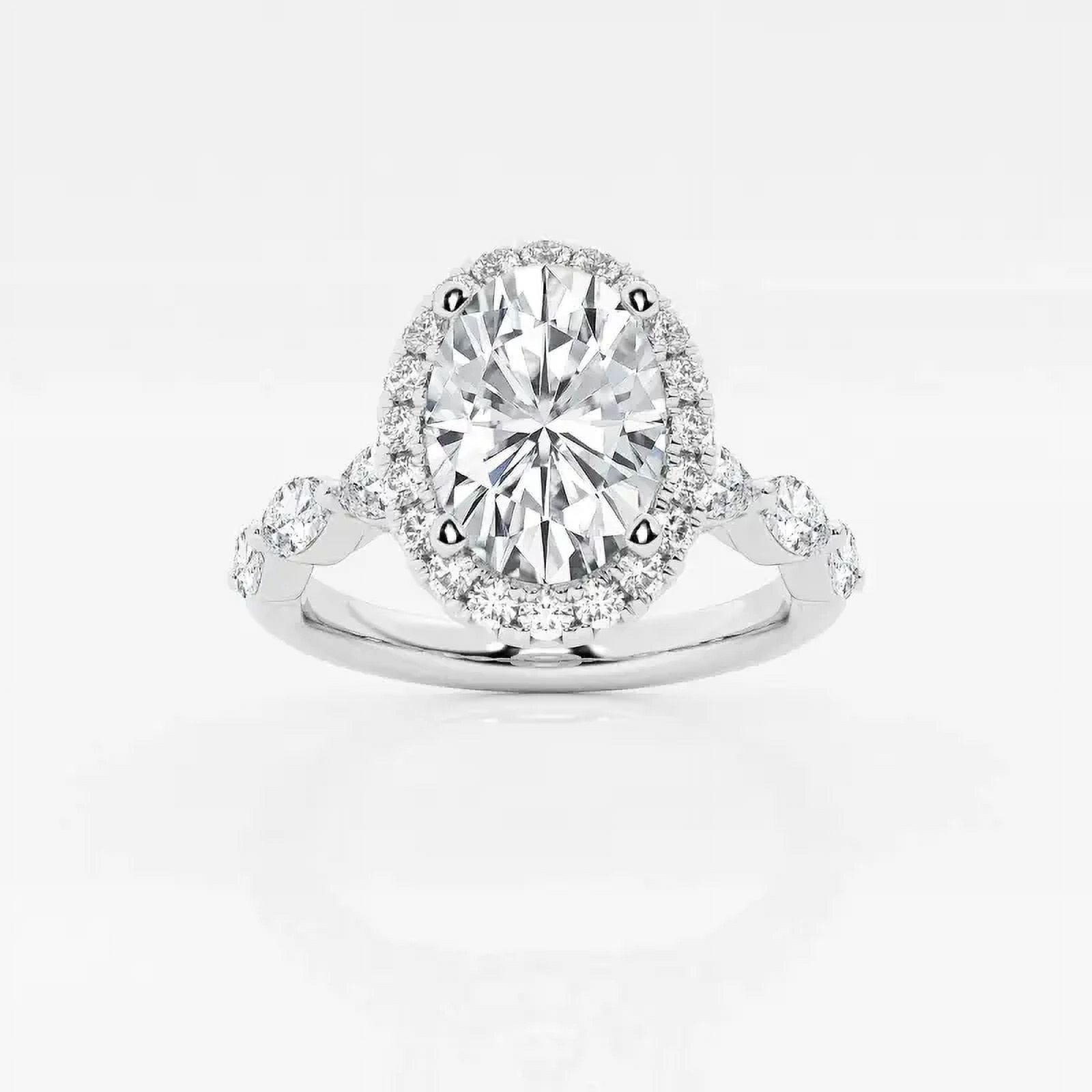 Divine Jewelry 1.6 Ct Oval Cut Moissanite Halo Rings - 14K White Gold ...