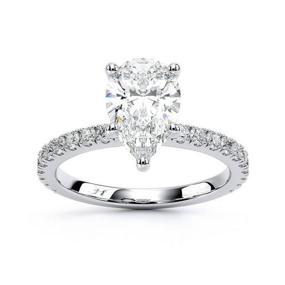 Divine Jewelry 1.9 Ct Pear Cut Diamond Anniversary Ring - 14K White ...