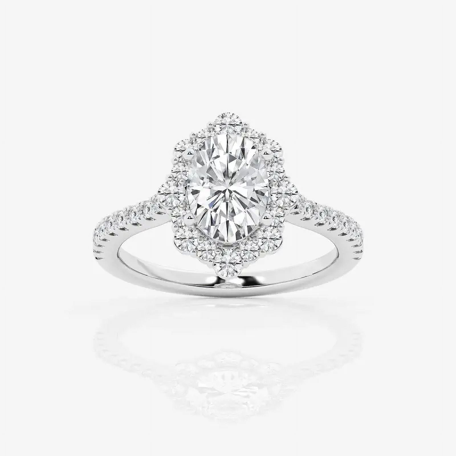 Divine Jewelry 14K White Gold Plated Diamond Ring - 1.7 Ct VVS1/D Oval ...